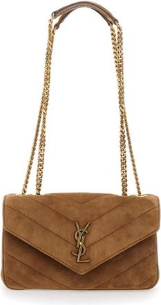 Saint Laurent Loulou Small In Matelass&eacute; Suede Bag