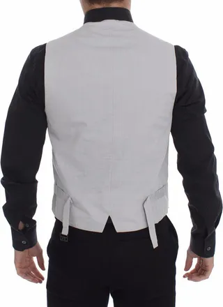 Dolce & Gabbana Mens Beige Silk Blend Dress Formal Vest Gilet Cotton