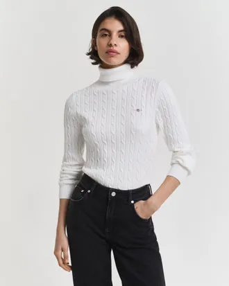 GANT Rollkragenpullover STRETCH COTTON CABLE TURTLENECK mit Zopfmuster