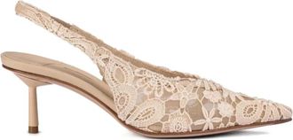 Le Silla Femme, Chaussures, Beige, Taille: 40 EU Slingback en dentelle, inserts en dentelle, bout pointu, talon de 60 mm