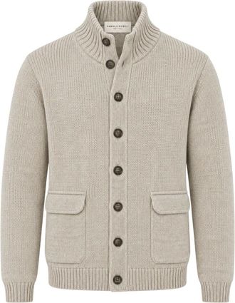 Daniele Fiesoli Veste Cardigan en M&eacute;lange de M&eacute;rinos - Homme - Pulls - Beige - Taille: XL