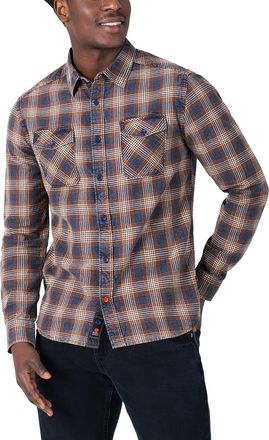 Timezone Herren Flanell Shirt Hemd, small Ochre Navy Check, XXL
