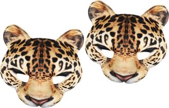 Soimiss 2 St&uuml;ck Leoparden Maske Gelb Halloween Kost&uuml;m Tierkopf Maske mit Elastischem Band Verstellbar f&uuml;r Fasching Karneval Maskenball Party und Cosplay