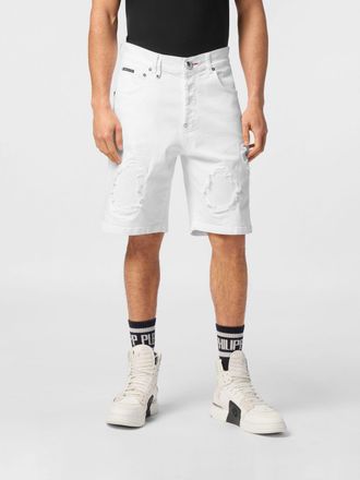 Philipp Plein Five-Pocket-Shorts aus Distressed-Denim mit Used-Look