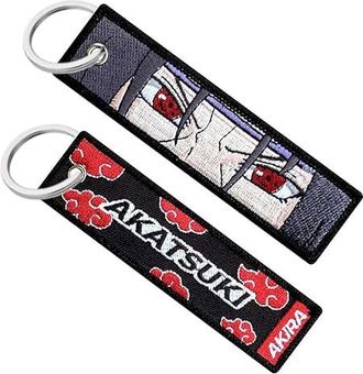 Generico Porte-clés Anime Itachi Uchiha Akatsuki, porte-clés moto, voiture, sac à dos, clés, porte-clés pour motards, porte-clés original en tissu Sharingan, o