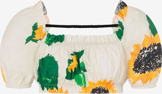 Moschino Top court en popeline de coton imprim&eacute; - Blanc