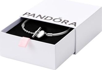 Pandora Pandora Icons Bracelet maille serpent en argent sterling, fermoir en T coeur, 18