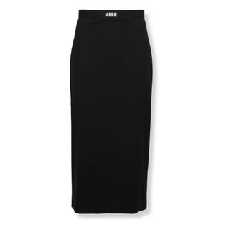 Msgm Msgm, Femme, Jupes, Noir, Taille: 38 FR Jupe Crayon en Laine Vierge avec Bande &Eacute;lastique
