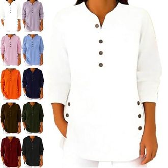 Generic Pull d&eacute;contract&eacute; en tricot ample &agrave; col rond et manches longues pour femme - Couleur unie, blanc, XXL