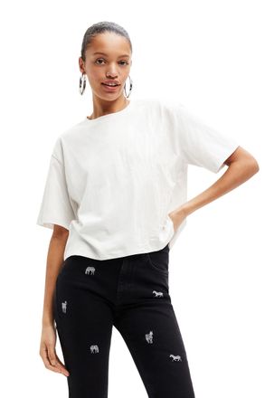 Desigual Womens Short Sleeve T-Shirt, White, S