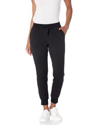 Amazon Essentials Damen Fleece-Jogginghose Mit B&uuml;ndchen (In &Uuml;bergr&ouml;&szlig;en Erh&auml;ltlich), Schwarz, XL Gro&szlig;e Gr&ouml;&szlig;en