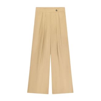 Dries Van Noten Femme, Pantalons, Beige, Taille: 40 FR Pantalon Pliss&eacute; Beige avec Fermeture Boutonn&eacute;e
