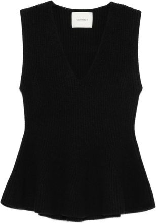 Lisa Yang Femme, Tops, Noir, Taille: 38 FR Haut en maille c&ocirc;tel&eacute;e &agrave; col en V