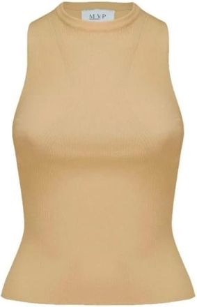MVP Wardrobe Femme, Tops, Brun, Taille: 38 FR Haut en maille c&ocirc;tel&eacute;e