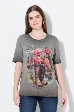 Ulla Popken T-Shirt T-Shirt Trachtenmotiv Classic Rundhals Halbarm