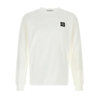 Stone Island T-shirt col rond &agrave; manches longues avec &eacute;cusson Compas - Homme - Tops - Blanc - Taille: 2XL