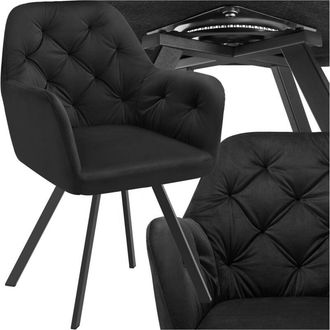 TecTake Tectake - Lot 6 fauteuils pivotants 180&deg; velours rembourr&eacute;s motif matelass&eacute; noir