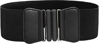 Generic Ceinture &eacute;lastique en cuir de qualit&eacute; pour femme, Noir, 68x7.5cm