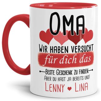 Tassendruck Geschenk Tasse mit Spruch PERSONALISIERT - Bestes Geschenk f&uuml;r Oma von Enkelkindern - Kaffee-Tasse/Geschenkidee Geburtstag Muttertag/Muttertagsgeschen