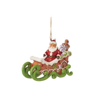 Enesco Jim Shore Heartwood Creek Weihnachtsmann in Lebkuchen, Weihnachtsschlitten, H&auml;ngeornament, 7,6 cm, mehrfarbig