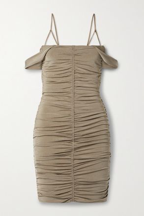 Givenchy Minikleid Aus Gerafftem Stretch-jersey Mit H&auml;lkelbes&auml;tzen Und Schulter-cut-outs - Neutral