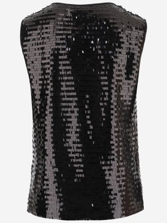 Niccol&ograve; Pasqualetti Womens Sleeveless Top Black Sequin Fabric Polyester Tops