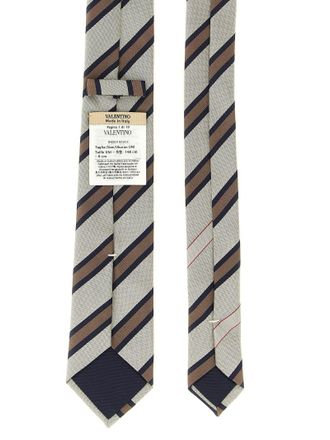 Valentino Garavani Regimental Striped Silk Necktie - Beige