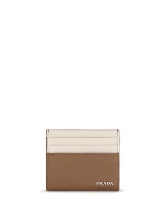 Prada Mens Card Holder Saffiano Leather Tan-Talc Calf Umbrellas Tan/talc Accessory