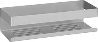 WENKO Turbo-Loc Wandablage Genova Matt, Bad-Ablage, Befestigen ohne Bohren, 30 x 8 x 10,5 cm, Silber matt