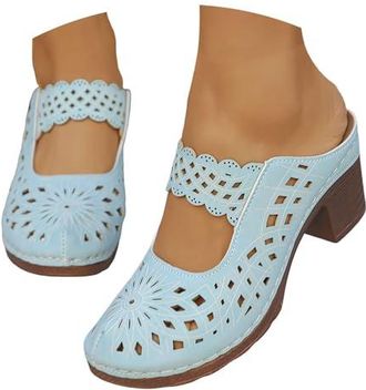 Generic Sandales &agrave; talon &eacute;pais &agrave; bout ferm&eacute; pour femme 2026, mules &agrave; enfiler &agrave; talons blocs respirantes et ajour&eacute;es avec soutien de la vo&ucirc;te plantaire, confor