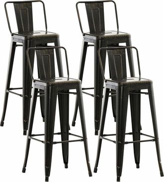 Clp Lot de 4 tabourets de bar Mason Noir-Or