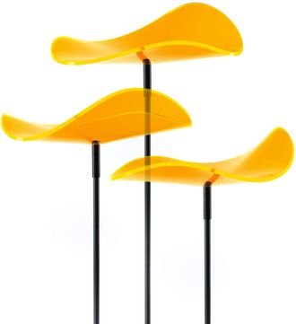 Cazador-del-Sol das Original | Lucy - tres | 3 Stück | geschwungener Sonnenfänger gelb | Durchmesser 20 cm | Höhe 175 cm