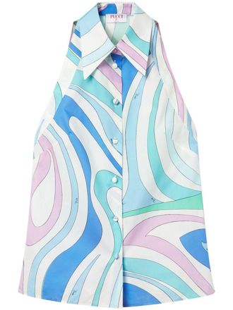 Pucci chemise sans manches à imprimé Marmo - Blanc
