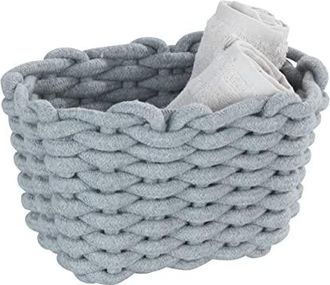WENKO Aufbewahrungskorb Tia S, hochwertiger Badkorb aus gestrickter Schnur in nordischem Grau, Aufbewahrung & Organisation, 20 x 13 x 15 cm, gefertigt aus u