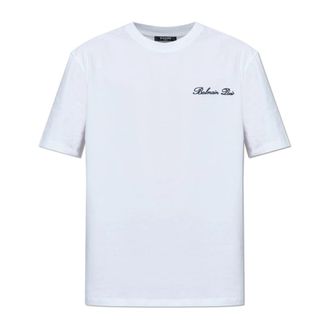 Balmain T-Shirt mit gesticktem Logo - - Tops - Herren - Wei&szlig; - M