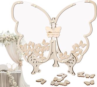 Generico Schmetterling-Gästebuch - Rustikales Hochzeitsgästebuch, Hochzeits-Gästebuch, Hochzeitsempfang, Gästebuch mit Schmetterlings-Bilderrahmen mit aktuelle