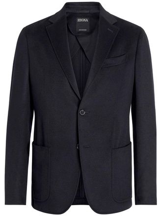 Ermenegildo Zegna blazer en cachemire Oasi à simple boutonnage - Bleu