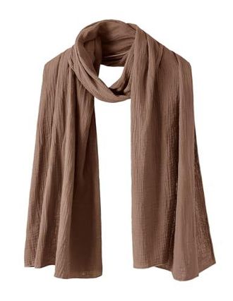 Bbonlinedress Ch&acirc;le Echarpe et Foulards Femme 100% Coton Foulard Femme Dames Light Soft Fashion Scarf Neck Solid WrapTaille 65 x 190 cm Brown
