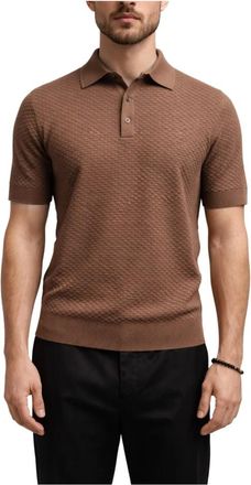 Gran Sasso Homme, Tops, Brun, Taille: L Polo &agrave; trois boutons