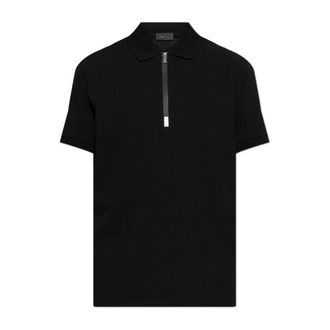 Moncler Homme, Tops, Noir, Taille: XL Polo en coton avec &eacute;cusson logo