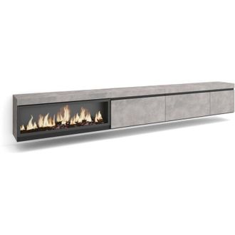 Skraut Home Skraut Home - TV-Schrank, Lowboard, f&uuml;r Wohnzimmer und Esszimmer, 317x45x35 cm, Elektrokamin XXL, H&auml;ngend, Moderner Stil, Zementgrau