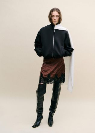 Mango Jupe lingerie &agrave; pois marron - Femme - XS - MANGO