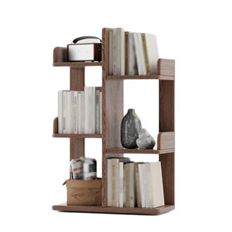 Generic Eck-B&uuml;cherregal aus massivem Holz mit 3 bis 5 Etagen, kreativ gebogenes vertikales B&uuml;cherregal, Aufbewahrungsregal for B&uuml;cher und Zeitschriften(Color 