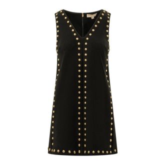Michael Kors V-Ausschnitt Nietenkleid - - Dresses - Damen - Schwarzk - S