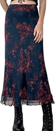 ORANDESIGNE Jupe Tube Longue à Imprimé Boho pour Femme Midi Maxi Taille Haute Moulante Slim Casual Crayon Fendue Unicolore Printemps Eté Automne A Noir L