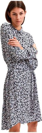 Selected Damen Slffiola Ls Aop Shirt Dress Noos, Dark Sapphire/Aop:big Flowers, 38