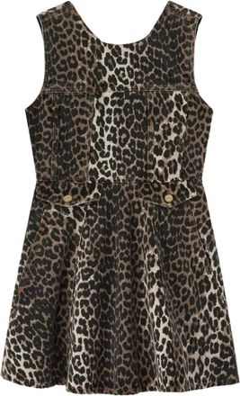 Ganni Femme, Robes, Gris, Taille: 38 FR Mini-robe en jean l&eacute;opard