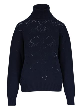 Kiton pull &agrave; col roul&eacute; - Bleu