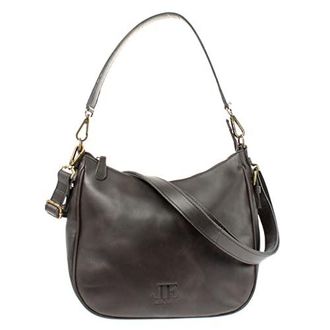 Leconi Cartable Sac en cuir pour dames Look Vintage Cuir v&eacute;ritable sac cabas Sac &agrave; main en Cuir pour femmes 30x27x11cm gris sombre LE0063-buf