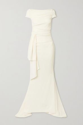 Talbot Runhof Bouvier Robe Aus Cr&ecirc;pe Mit Raffungen - Elfenbein